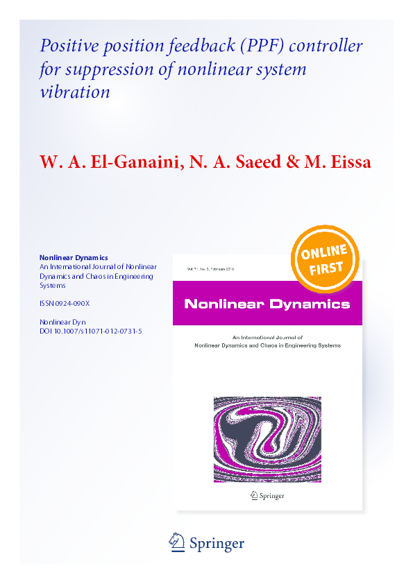 (PDF) Positive position feedback (PPF) controller for suppression of nonlinear system vibration