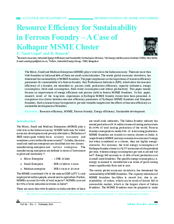 (PDF) Resource efficiency for sustainability in ferrous foundry: A case ...
