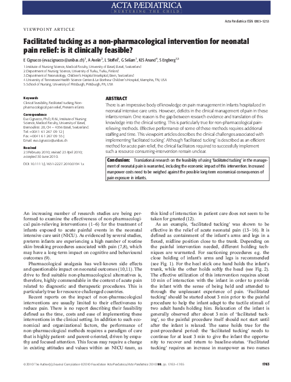 (PDF) Facilitated tucking as a non-pharmacological intervention for ...