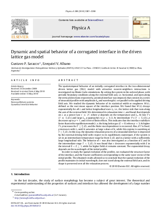 Pdf Dynamic And Spatial Behavior Of A Corrugated Interface In The