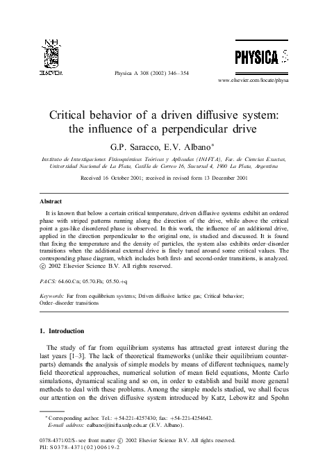 (PDF) Critical behavior of a driven diffusive system: the influence of a perpendicular drive