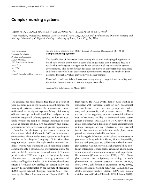 (PDF) Complex nursing systems