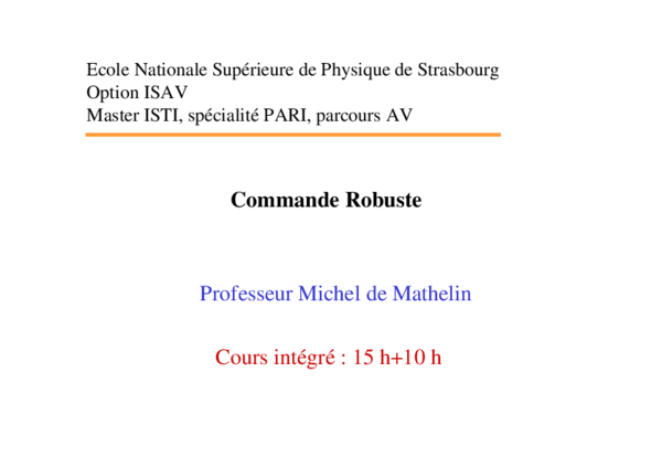 (PDF) Commande Robuste
