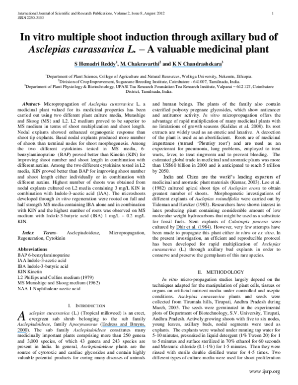 (PDF) In vitro multiple shoot induction through axillary bud of ...