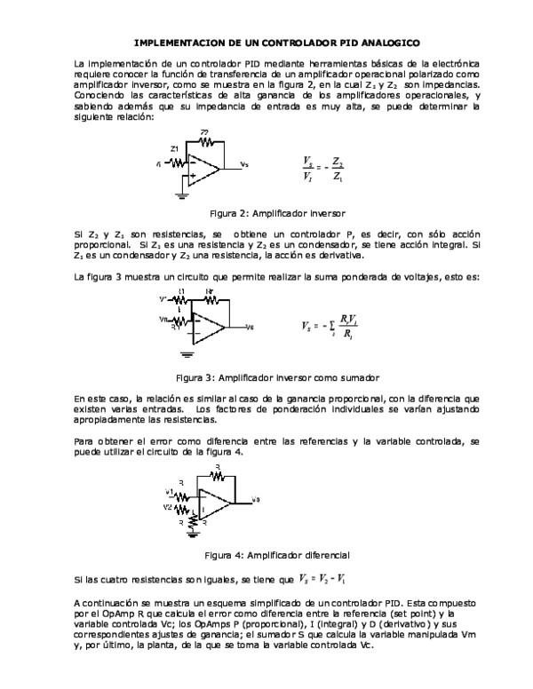 (PDF) IMPLEMENTACION DE UN CONTROLADOR PID ANALOGICO