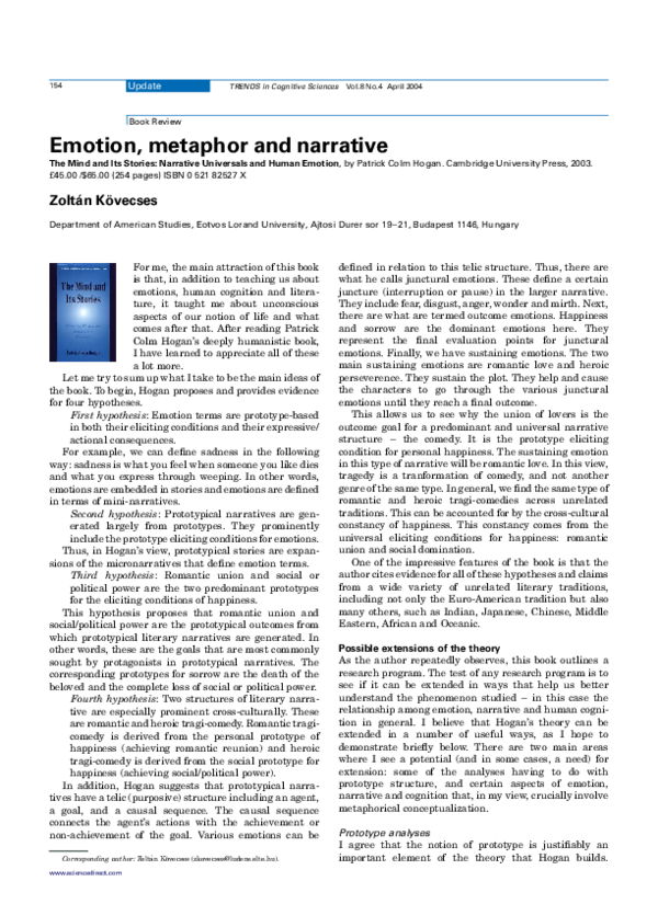 (PDF) Emotion, metaphor and narrative