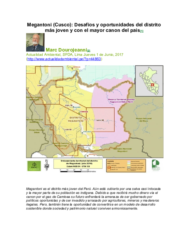 (DOC) Megantoni (Cusco): Desafíos y oportunidades del distrito más ...
