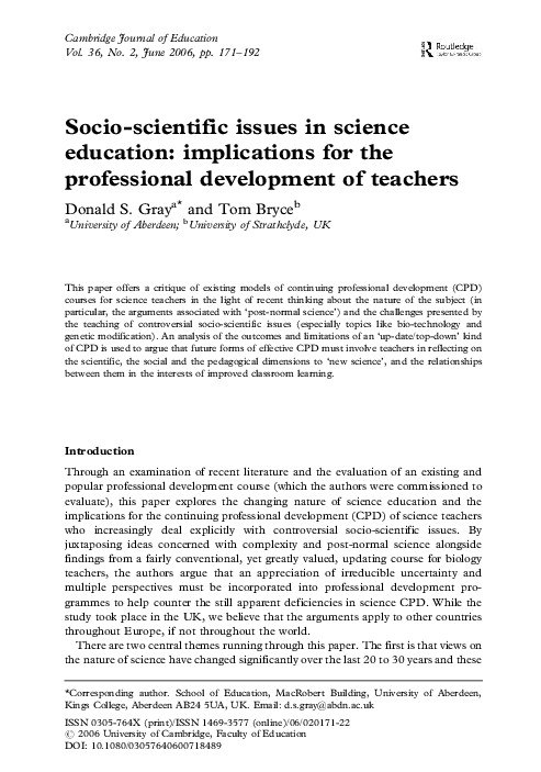 (PDF) Controversial issues in science education: Implications for ...