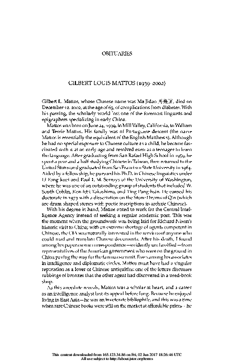 (PDF) Gilbert Louis Mattos (1939–2002)