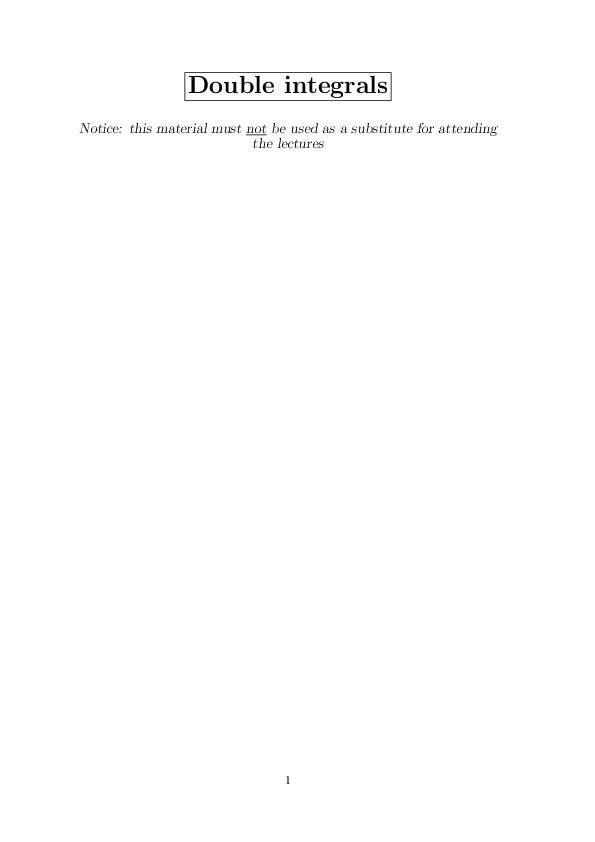 Pdf Double Integration