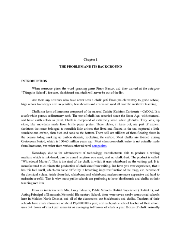 (DOC) Chapter 1 THE PROBLEM AND ITS BACKGROUND