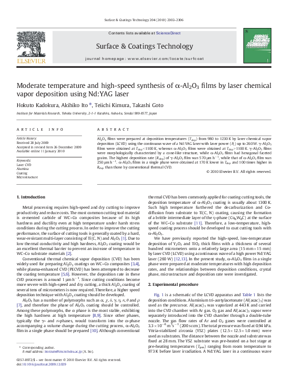 (PDF) Moderate temperature and high-speed synthesis of α-Al2O3 films by ...