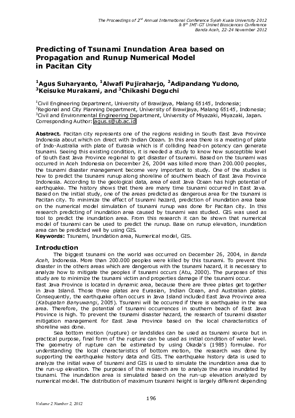 (PDF) Predicting of Tsunami Inundation Area based on Propagation and Runup Numerical Model in ...
