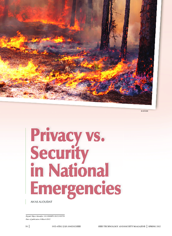 (PDF) Privacy vs. Security in National Emergencies