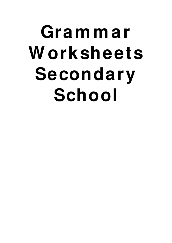 (PDF) Grammar Worksheets Secondary School