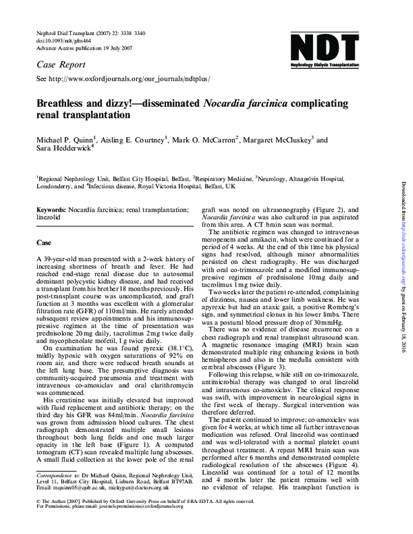 (PDF) Breathless and dizzy! disseminated Nocardia farcinica ...
