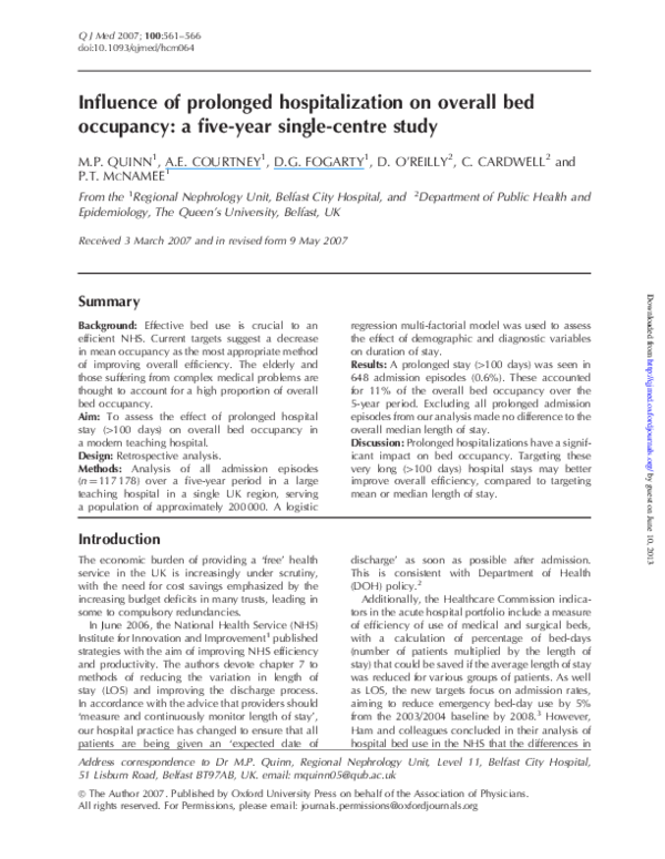 (PDF) Influence of prolonged hospitalization on overall bed occupancy ...