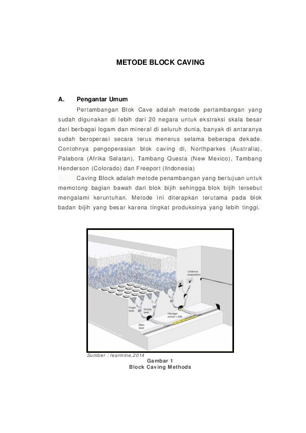 (DOC) METODE BLOCK CAVING