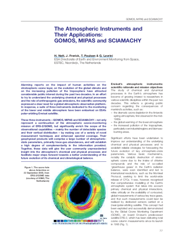(PDF) The atmospheric instruments and their applications: GOMOS, MIPAS ...