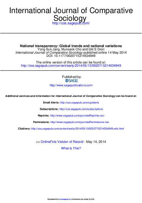 (PDF) 2014. National transparency: Global trends and national variations