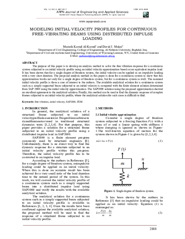 (PDF) MODELING INITIAL VELOCITY PROFILES FOR CONTINUOUS FREE-VIBRATING ...