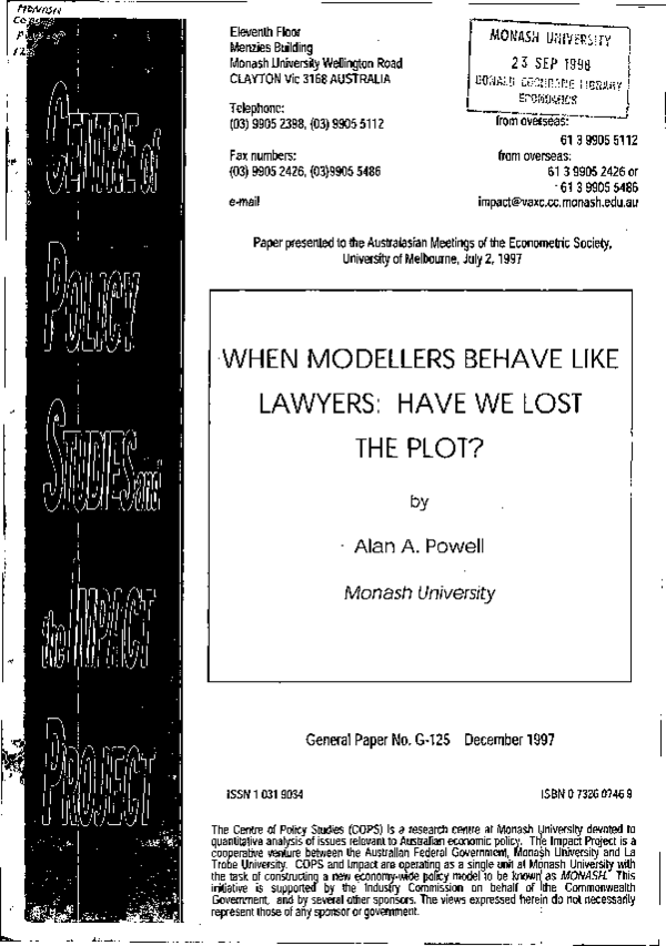 (PDF) When Modellers Behave Like Lawyers: Have we Lost The Plot?