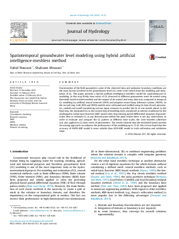 Pdf Spatiotemporal Groundwater Level Modeling Using Hybrid Artificial