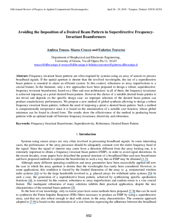 (PDF) Avoiding the imposition of a desired beam pattern in superdirective frequency-invariant ...