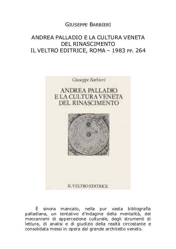 (PDF) GIUSEPPE BARBIERI - ANDREA PALLADIO E LA CULTURA VENETA DEL ...