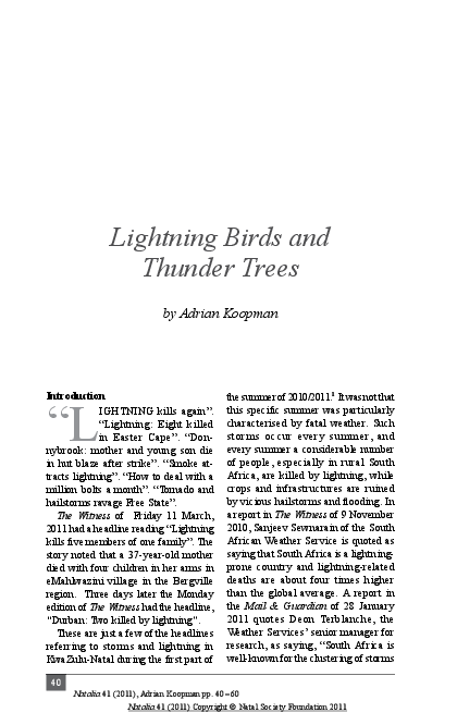 (PDF) Lightning Birds and Thunder Trees (The ZULU "MPUNDULU")