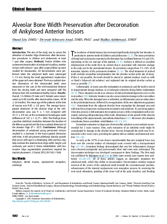 (PDF) Alveolar Bone Width Preservation after Decoronation of Ankylosed ...