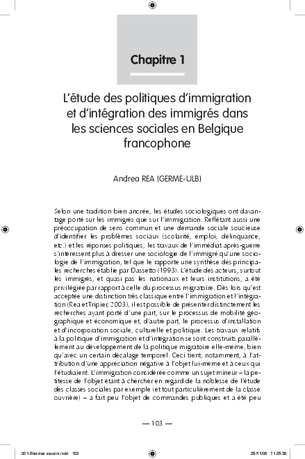 (PDF) L’étude des politiques d’immigration et d’intégration des ...