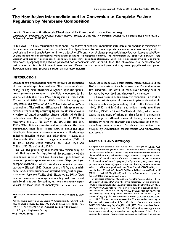 (PDF) The hemifusion intermediate and its conversion to complete fusion ...