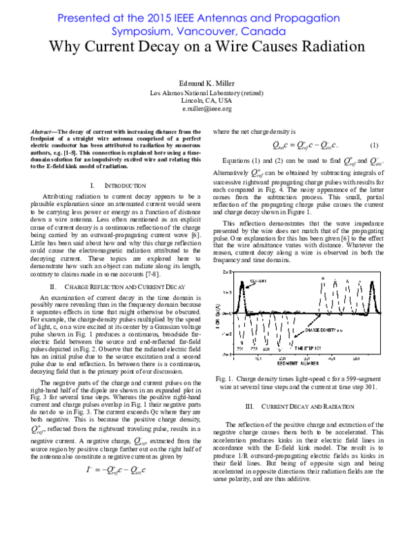 (PDF) Electromagnetic Radiation-Why Current Decay on a Wire Causes ...