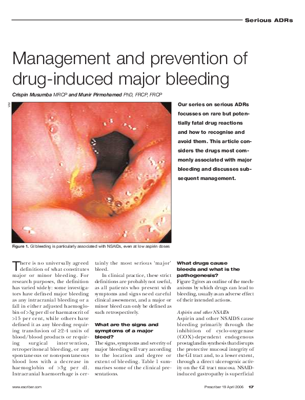 (PDF) Management and prevention of drug-induced major bleeding