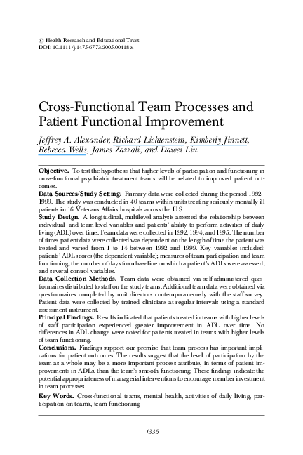 (PDF) Cross-Functional Team Processes and Patient Functional ...