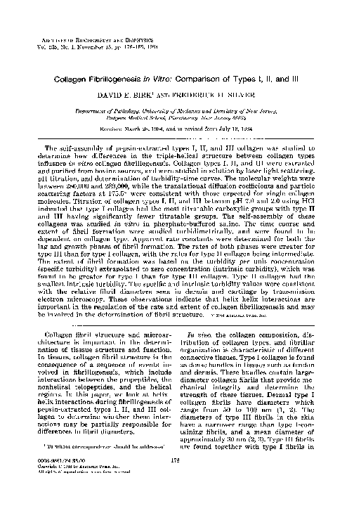 (PDF) Collagen fibrillogenesis in vitro: Comparison of types I, II, and ...