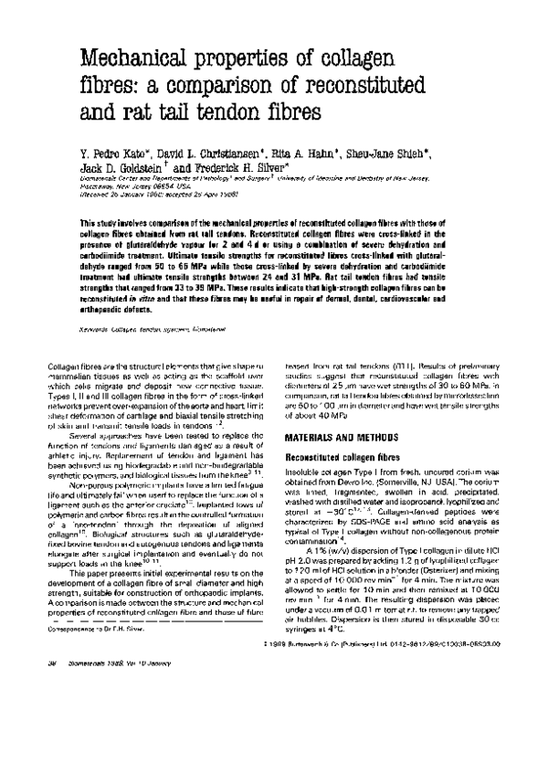 (PDF) Mechanical properties of collagen fibres: a comparison of ...