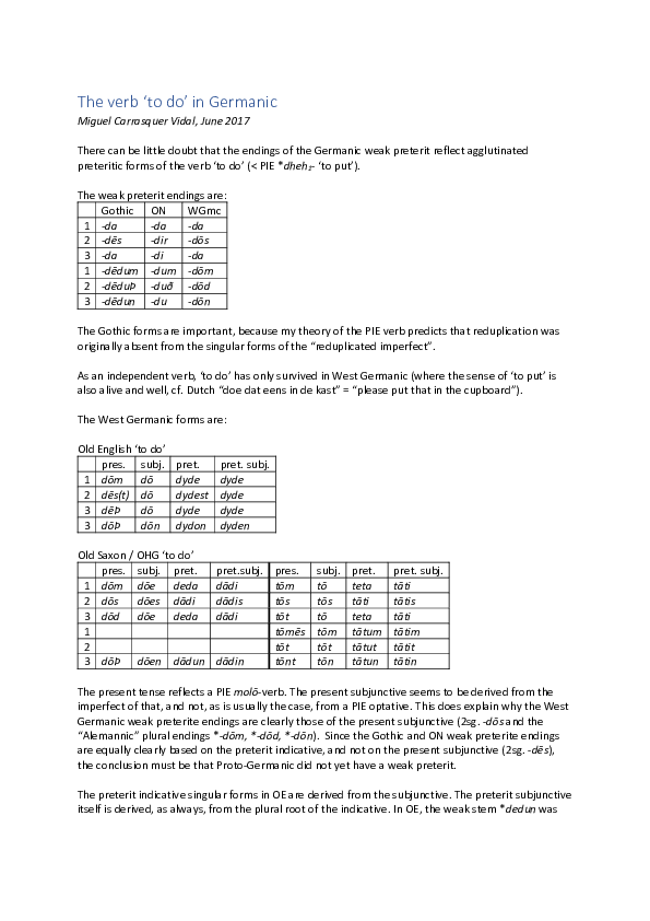 (PDF) The verb 'to do' in Germanic