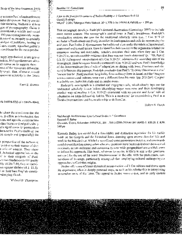 (PDF) Robert S. Dutch, review of David J. Rudolph, A Jew to the Jews ...