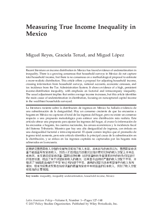 (PDF) Measuring True Income Inequality in Mexico