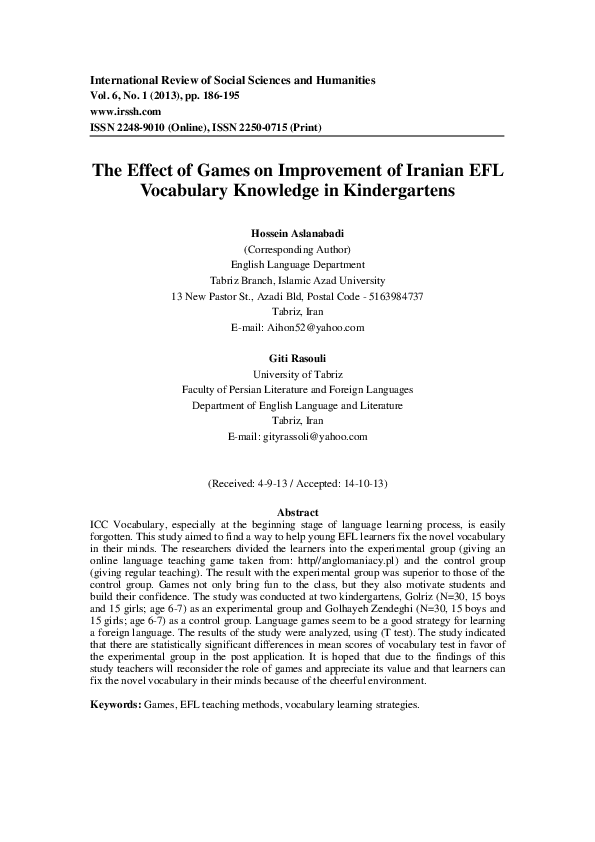 PDF International Review Of Social Sciences And Humanities The Effect Of Games On Improvement pdf-international-review-of-social-sciences-and-humanities-the-effect-of-games-on-improvement
