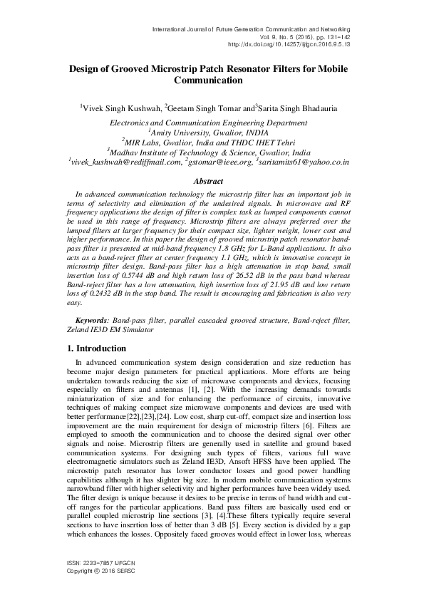 Pdf Design Of Grooved Microstrip Patch Resonator Filters For Mobile