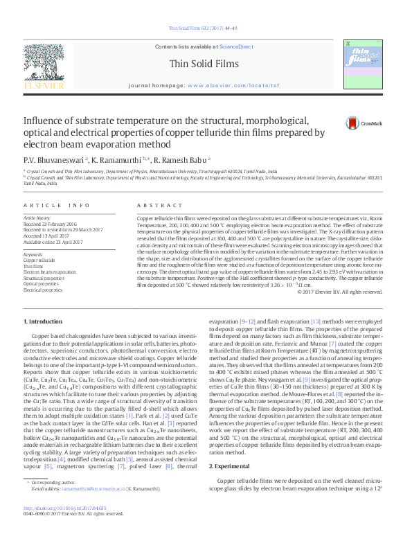 (PDF) Influence of substrate temperature on the structural, morphological, optical and ...