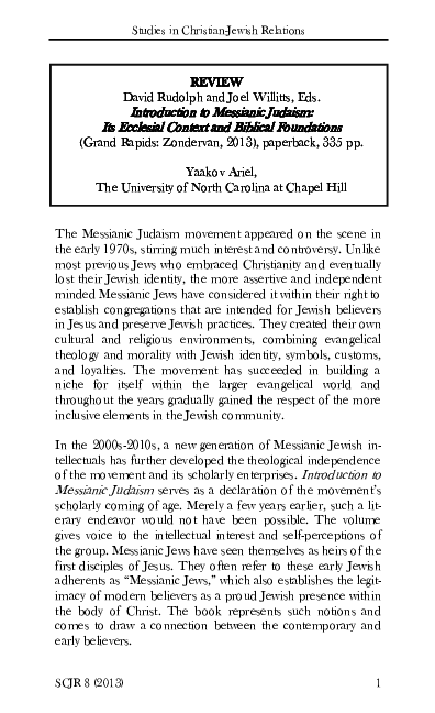 (PDF) Yaakov Ariel, review of David Rudolph and Joel Willitts ...