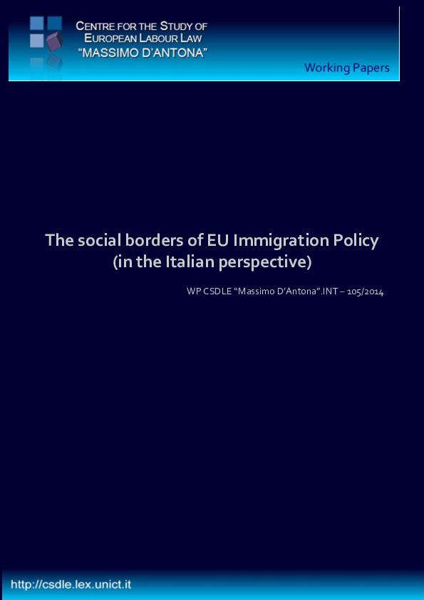 (PDF) The social borders of EU Immigration Policy (in the Italian ...