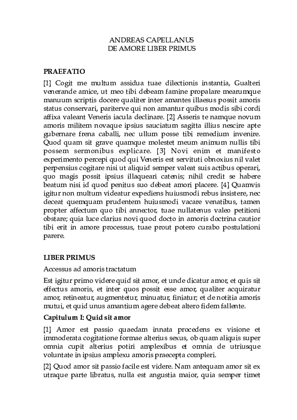 (PDF) ANDREAS CAPELLANUS DE AMORE LIBER PRIMUS