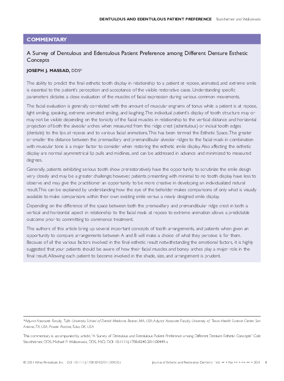 (PDF) COMMENTARY. A Survey of Dentulous and Edentulous Patient ...