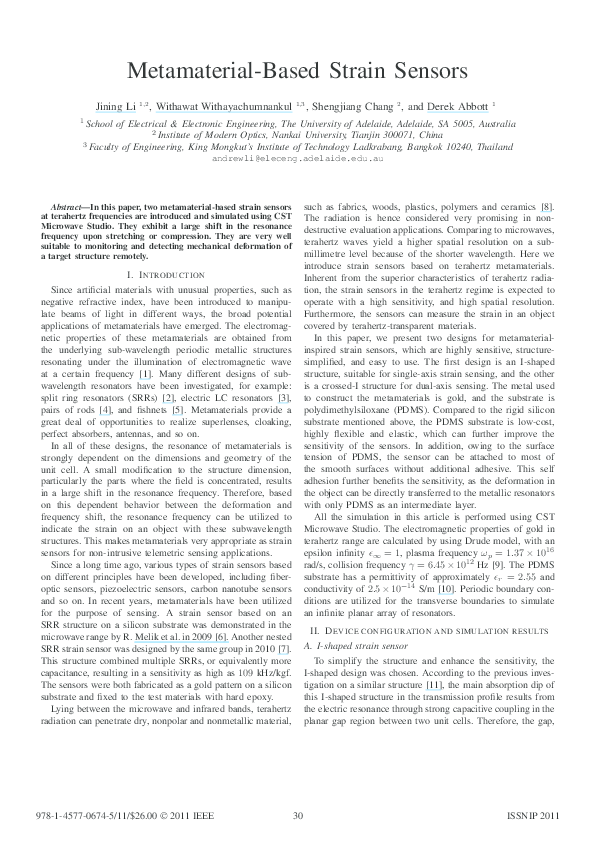 (PDF) Metamaterial-based strain sensors