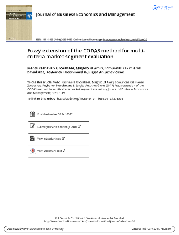 (PDF) Fuzzy extension of the CODAS method for multi-criteria market segment evaluation